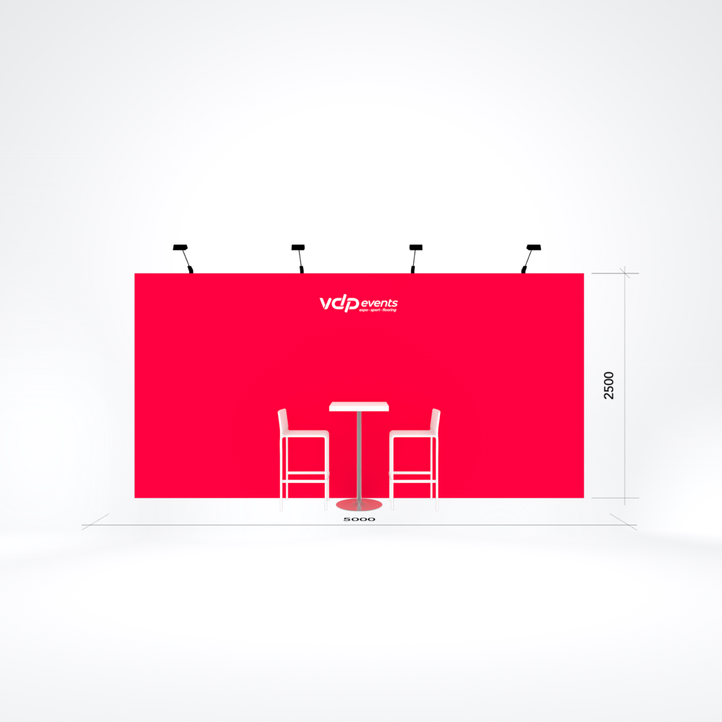 15m2 stand - 500x250cm peesdoek/cloth - BeursBuddy